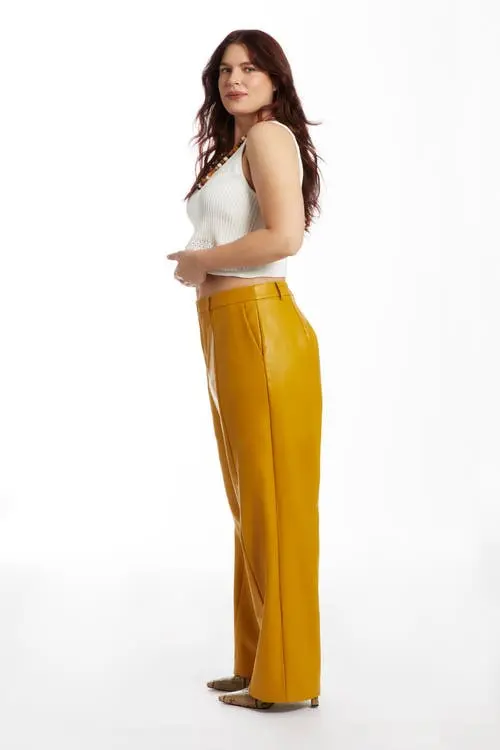 JUNE + VIE High Waisted Faux Leather Straight Leg Pants