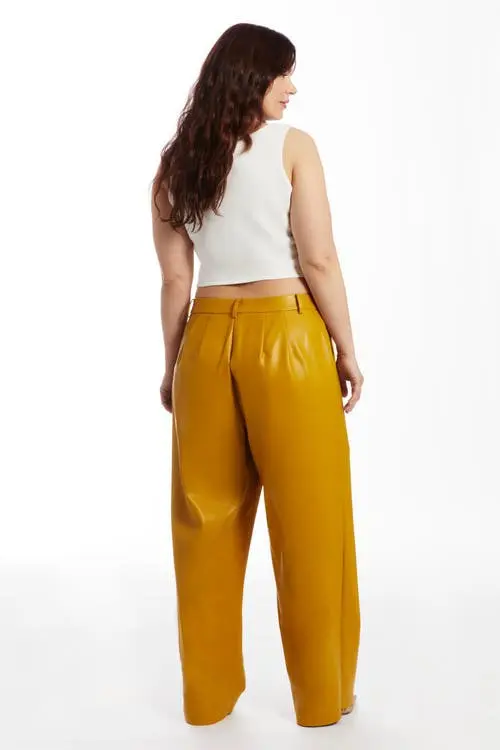 JUNE + VIE High Waisted Faux Leather Straight Leg Pants