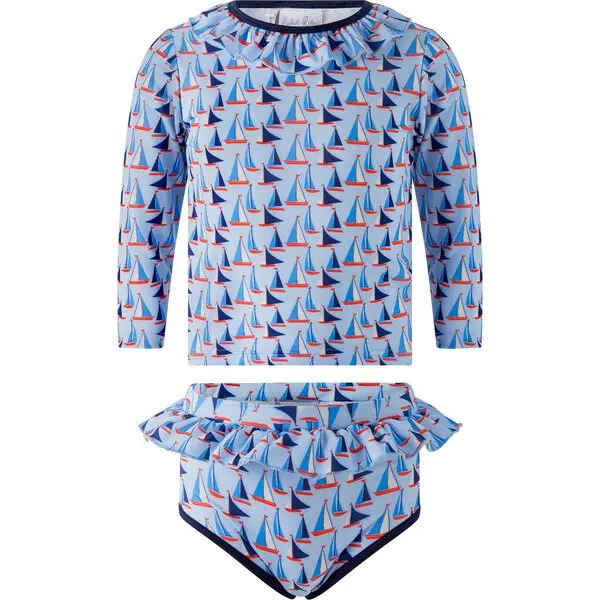 RACHEL RILEY Sailboat Rash Guard Set - Blue