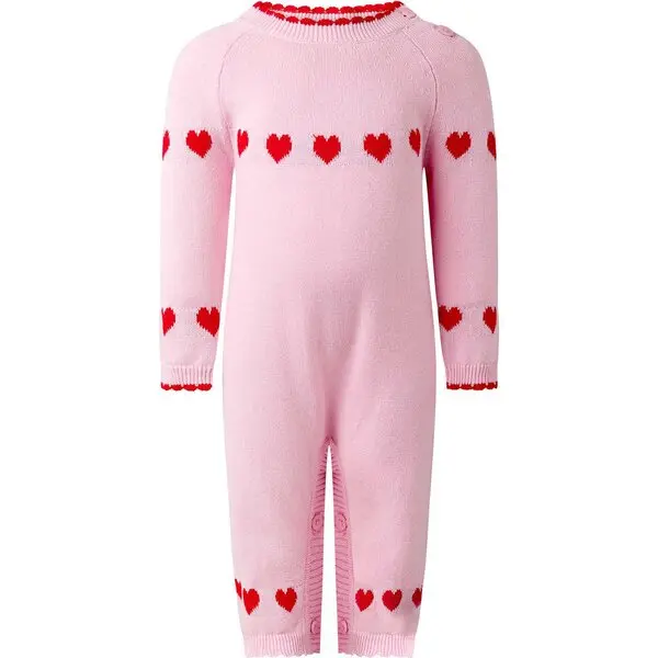 RACHEL RILEY Heart Intarsia Knit Romper - Pink