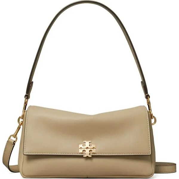 Tory Burch Small Charlie Leather Shoulder Bag - Soft Cement