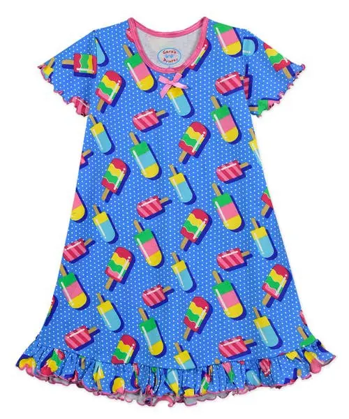 SARA’S PRINTS Short Sleeve Ruffle Nightgown - Popsicles