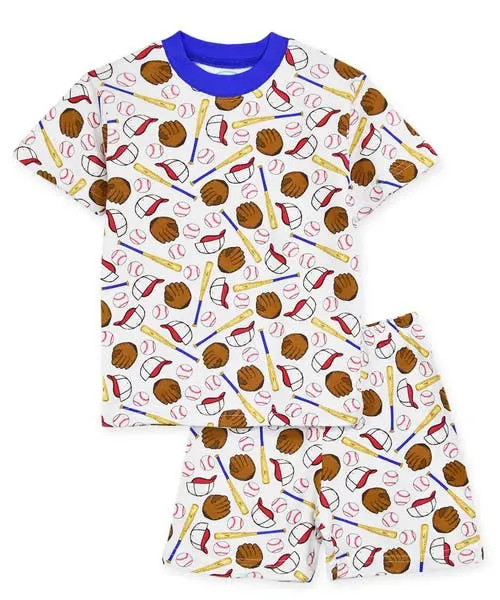 SARA’S PRINTS Loose Fit Classic Short Pajama 2-piece Set - Baseball Game