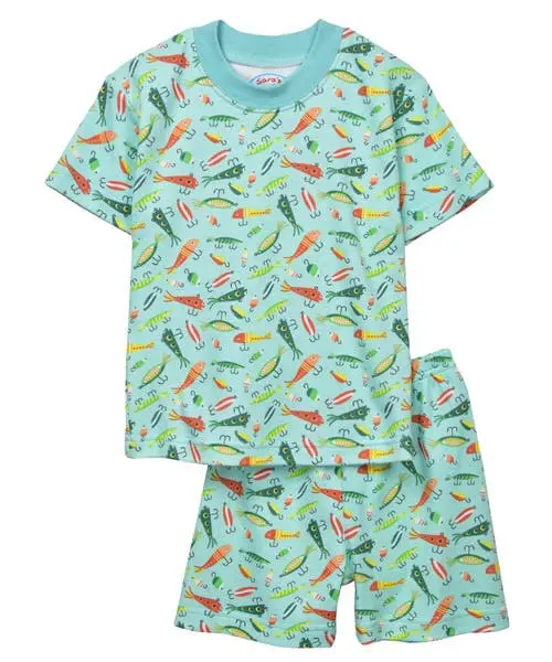 SARA’S PRINTS Loose Fit Classic Short Pajama 2-piece Set - Fishing Lures
