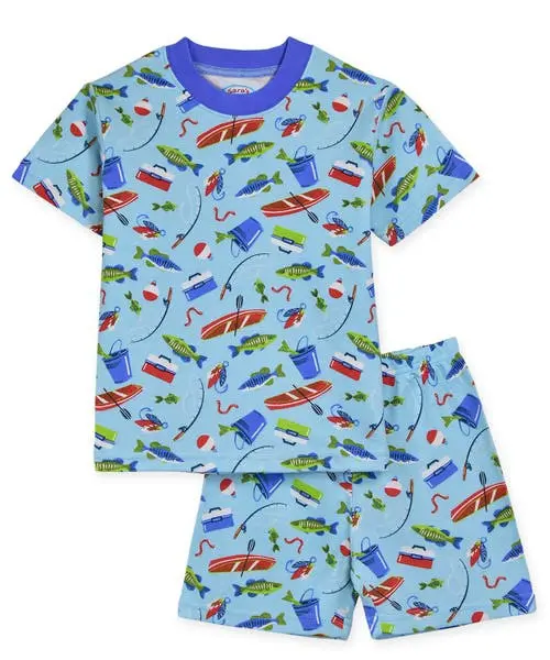 SARA’S PRINTS Loose Fit Classic Short Pajama 2-piece Set - Summer Fishing
