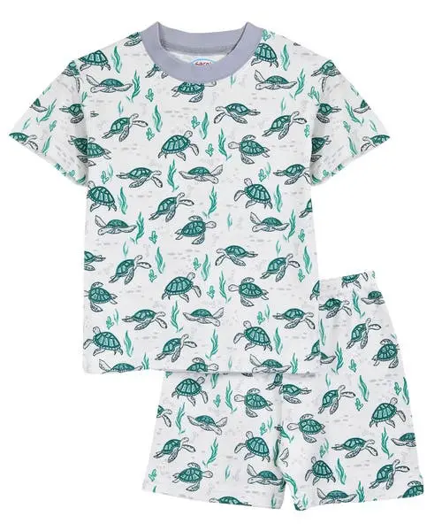 SARA’S PRINTS Loose Fit Classic Short Pajama 2-piece Set - Turtles