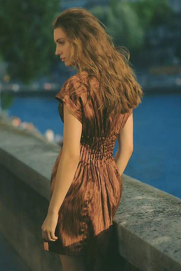PILCRO Silken Pleated Shirtdress