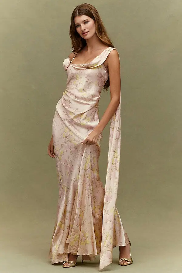 Bhldn Isla Scarf Printed Maxi Dress