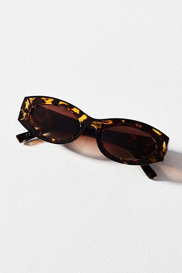 Anthropologie Oval Slim East-west Sunglasses - Tortoise
