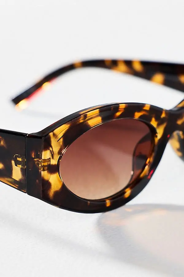 Anthropologie Oval Slim East-west Sunglasses - Tortoise
