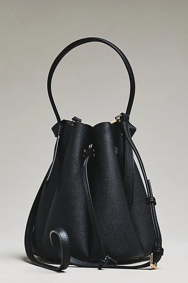 MELIE BIANCO Cinched Vegan Leather Bucket Bag - Black