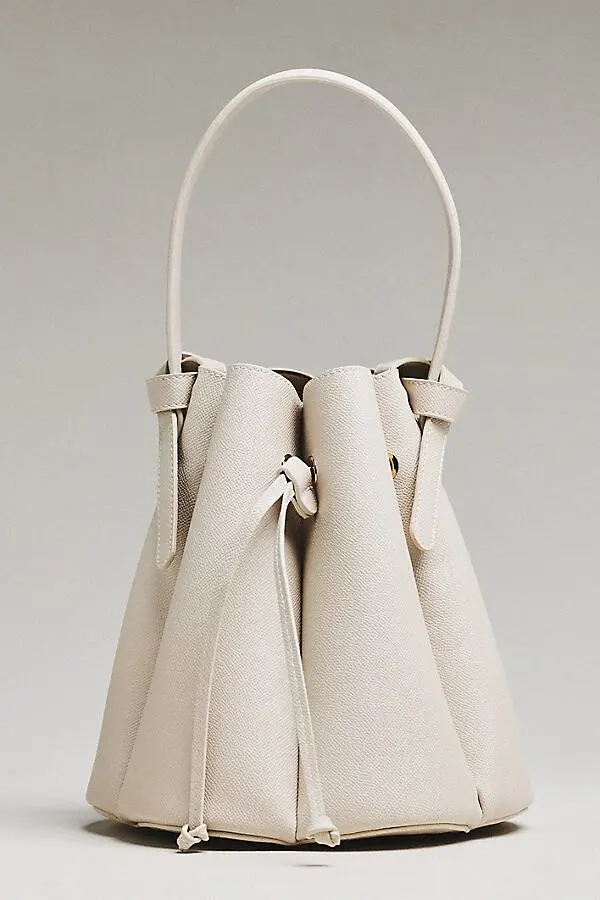 MELIE BIANCO Cinched Vegan Leather Bucket Bag - Bone