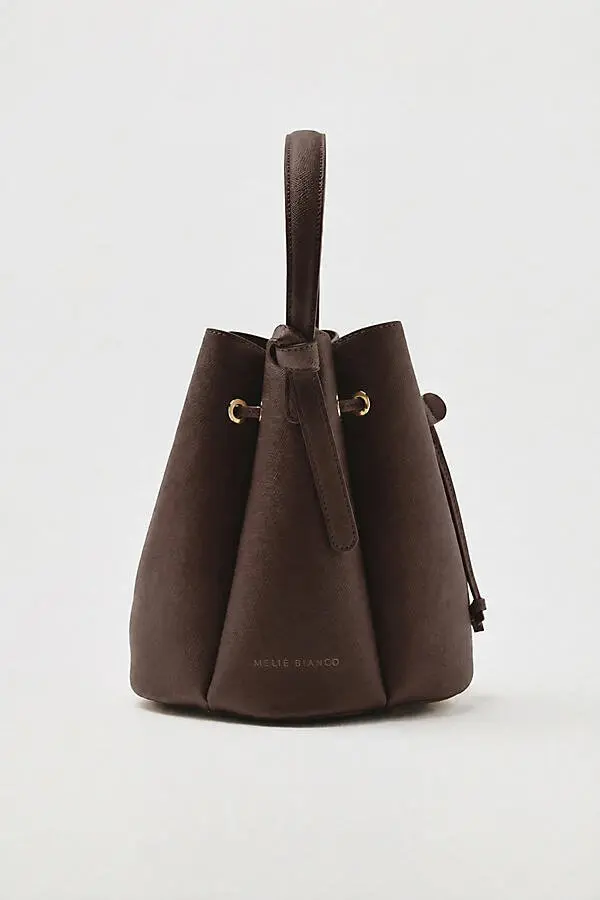 MELIE BIANCO Vegan Leather Bucket Bag - Chocolate