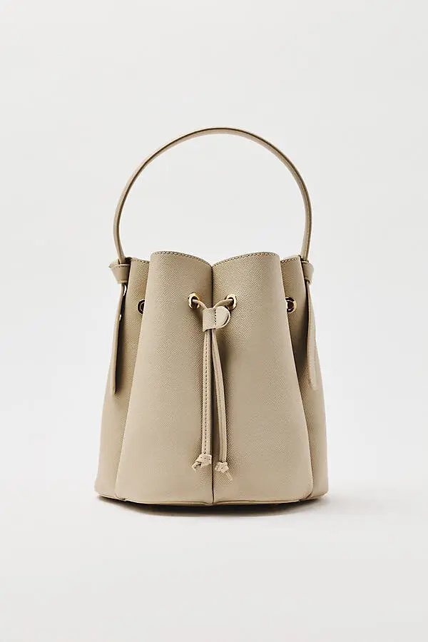MELIE BIANCO Vegan Leather Bucket Bag - Light Grey