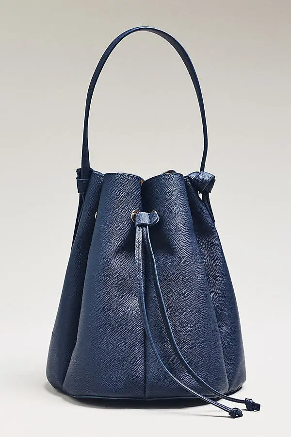 MELIE BIANCO Laguna Cinched Vegan Leather Bucket Bag - Navy