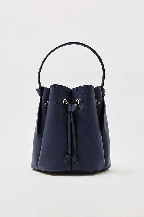 MELIE BIANCO Vegan Leather Bucket Bag - Navy
