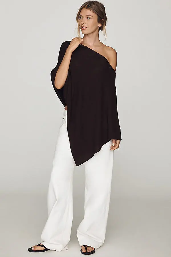 Anthropologie Knit Asymmetric Poncho - Chocolate
