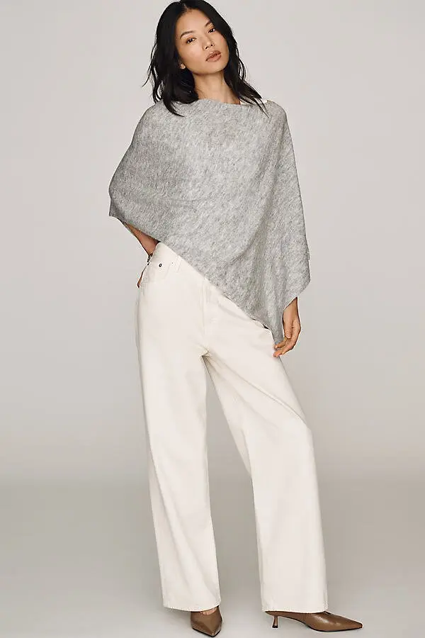 Anthropologie Knit Asymmetric Poncho - Grey