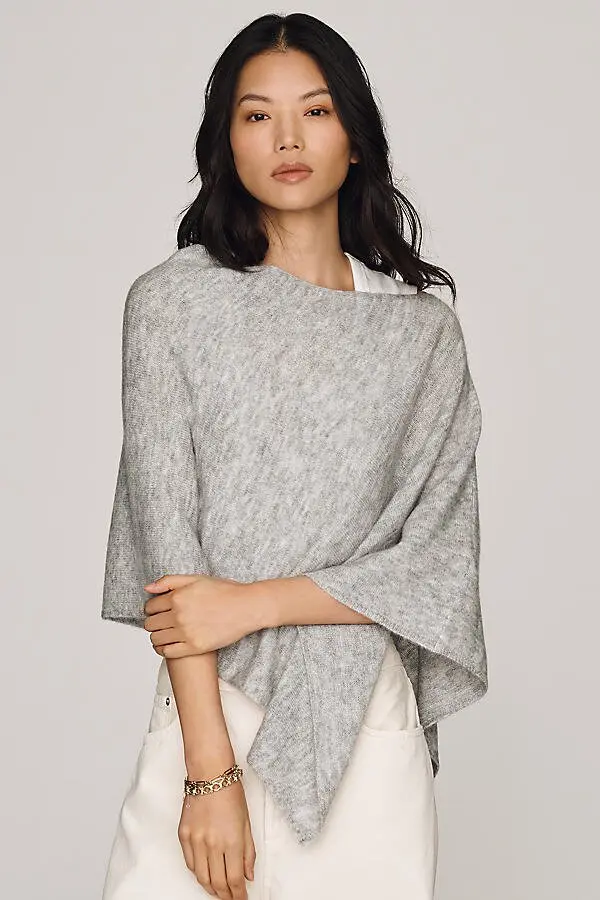 Anthropologie Knit Asymmetric Poncho - Grey