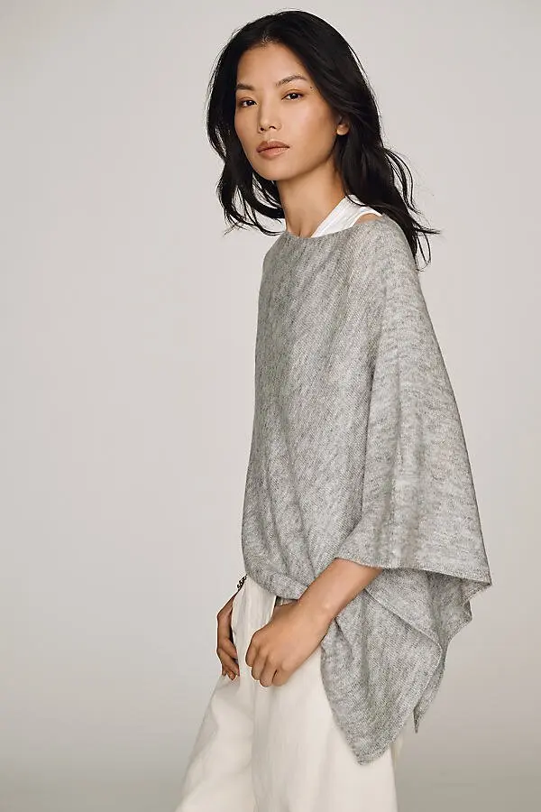 Anthropologie Knit Asymmetric Poncho - Grey