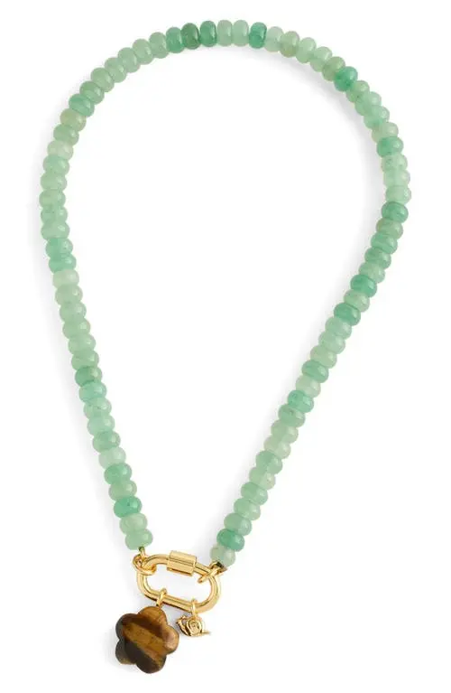 Madewell Snail Carabiner Beaded Necklace - Antique Jade