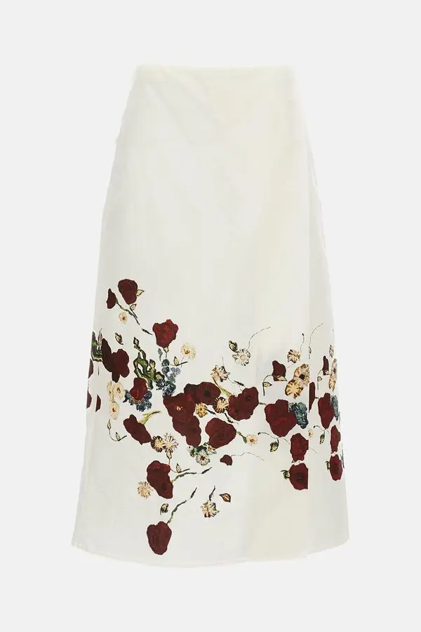 Khaite Floral Print Midi Skirt