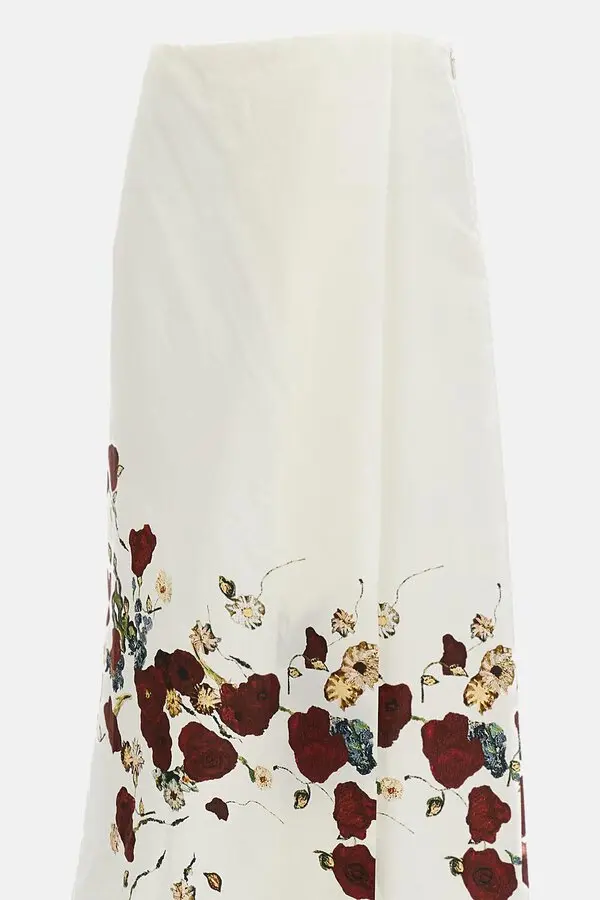 Khaite Floral Print Midi Skirt