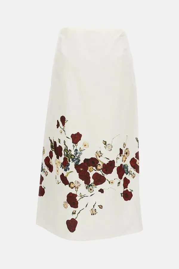 Khaite Floral Print Midi Skirt
