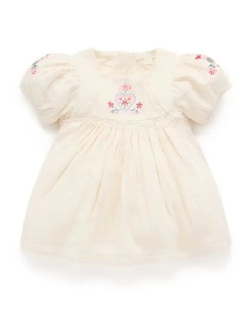 PUREBABY Embroidered Muslin Dress