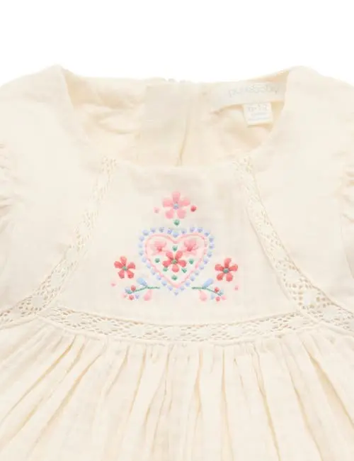 PUREBABY Embroidered Muslin Dress