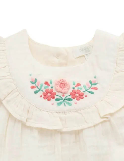 PUREBABY Embroidered Top And Bloomer Set