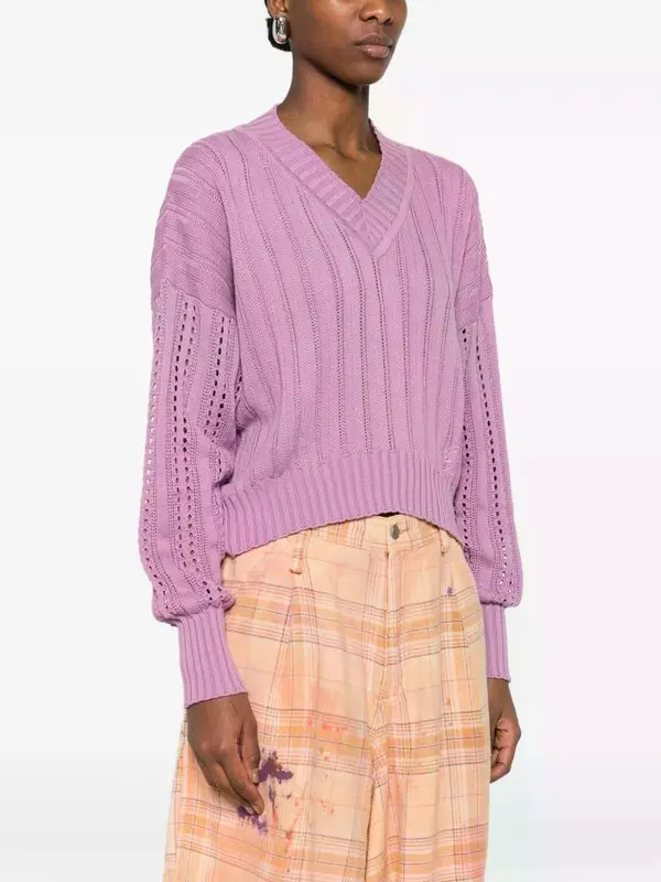 Blumarine V-neck Openwork Sweater