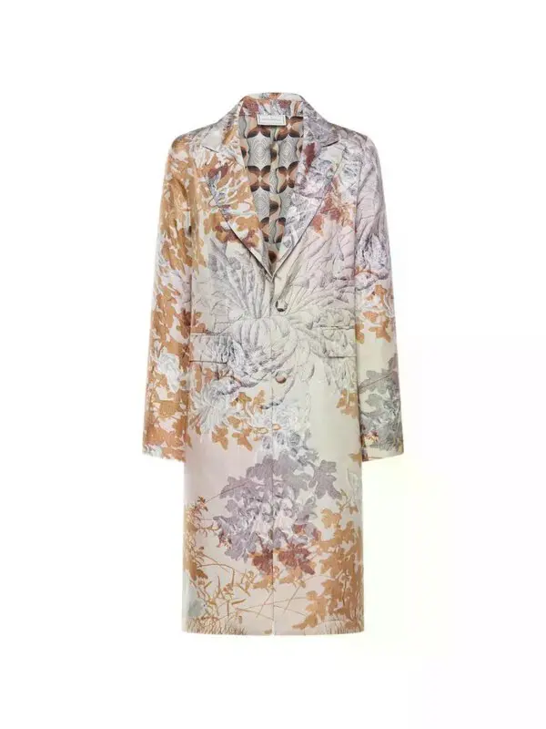 PIERRE-LOUIS MASCIA Botanical-print Single-breasted Coat