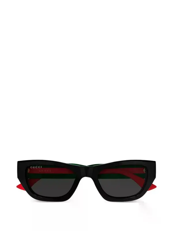 Gucci Stripe Logo Geometric Sunglasses - Black