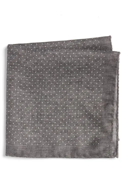 JACK VICTOR Keele Neat Dot Silk Pocket Square - Charcoal
