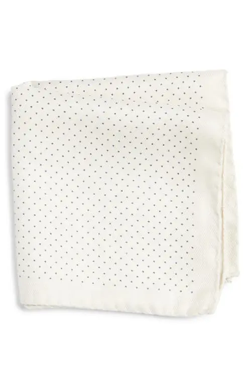 JACK VICTOR Keele Neat Dot Silk Pocket Square - Ecru