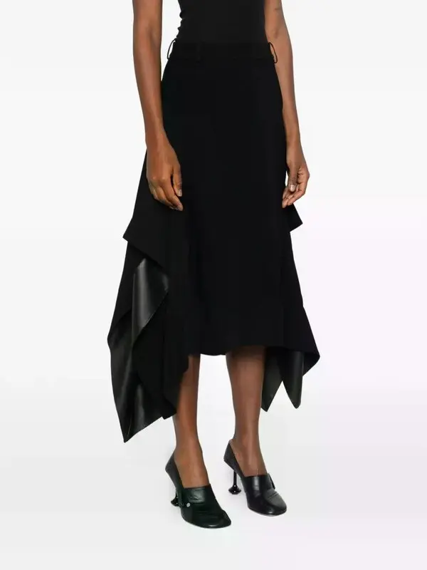 Loewe Midi Skirt With Leather Details And Belt Loops