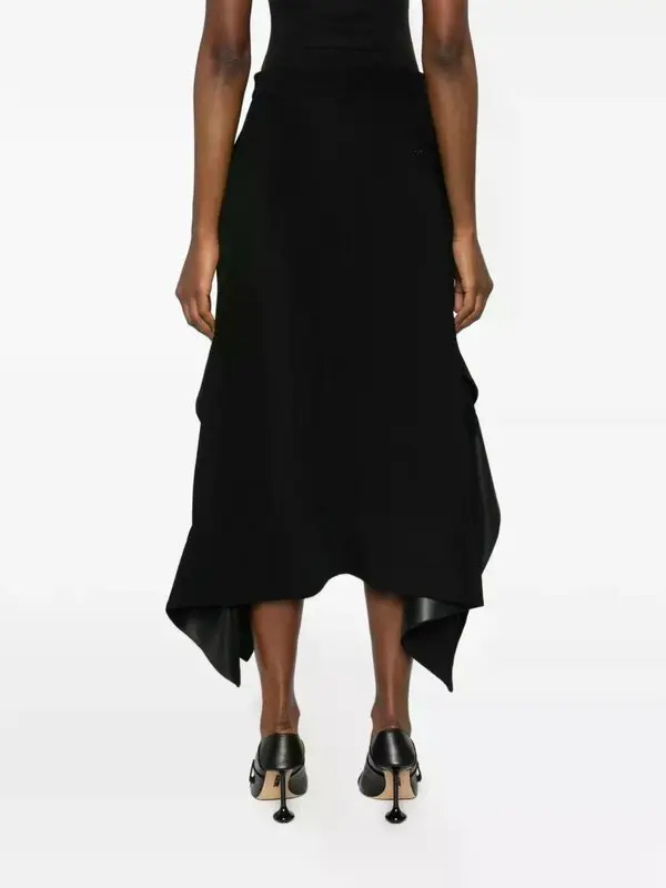 Loewe Midi Skirt With Leather Details And Belt Loops