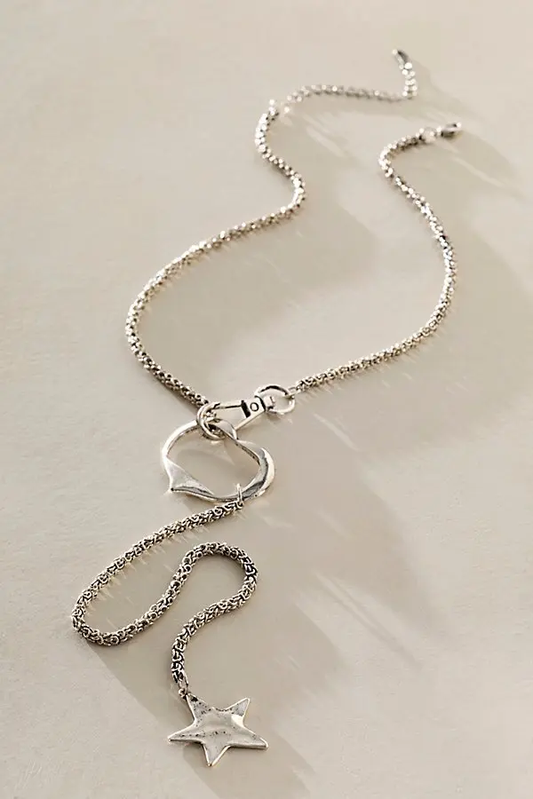 Free People Logan Lariat Necklace - Silver