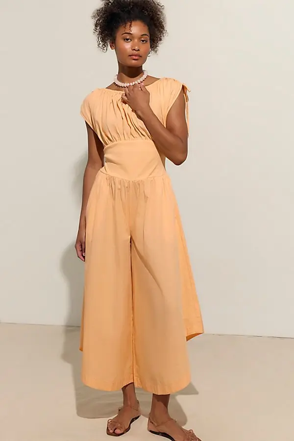 Free People Ambrose Cotton One-piece Jumpsuit - Peach Wash