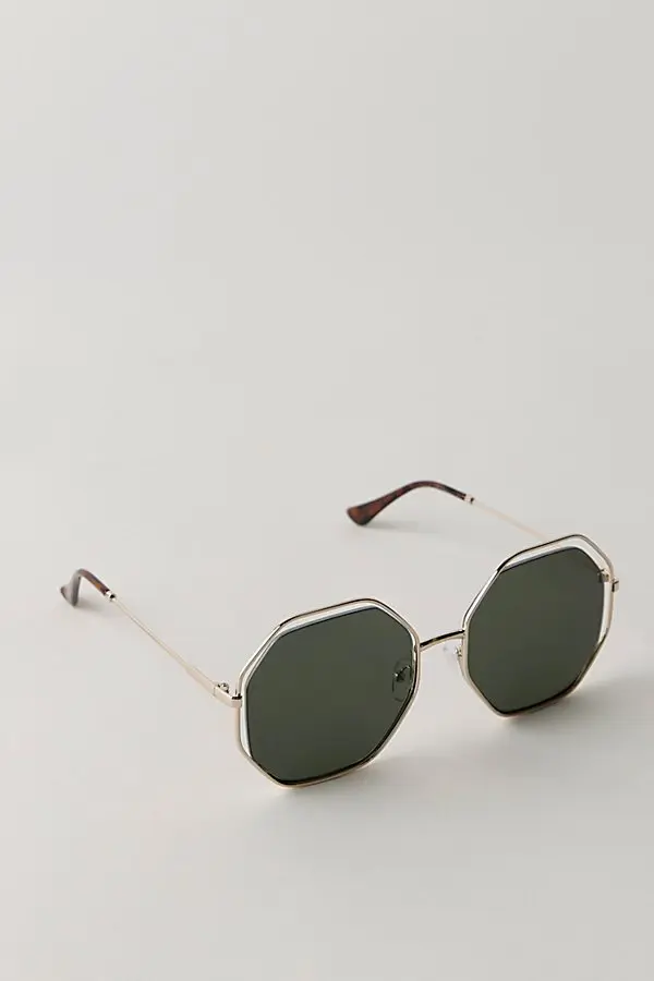 Free People Stevie Hex Sunglasses - Night Teal