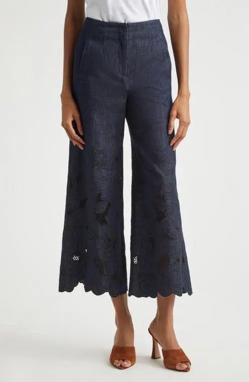 Veronica Beard Osborne Wide-leg Eyelet Pants