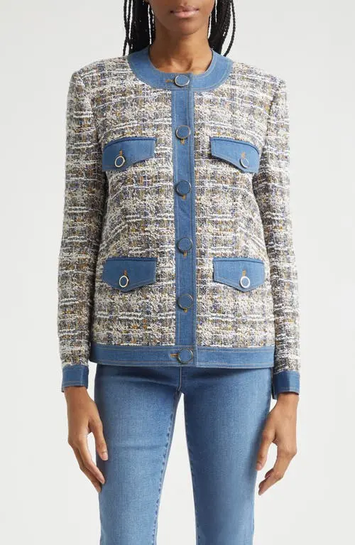 Veronica Beard Ainslee Tweed & Denim Jacket