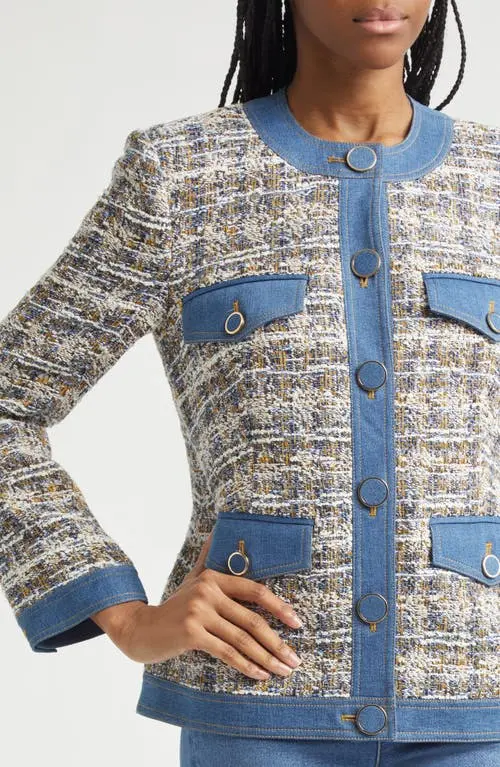 Veronica Beard Ainslee Tweed & Denim Jacket