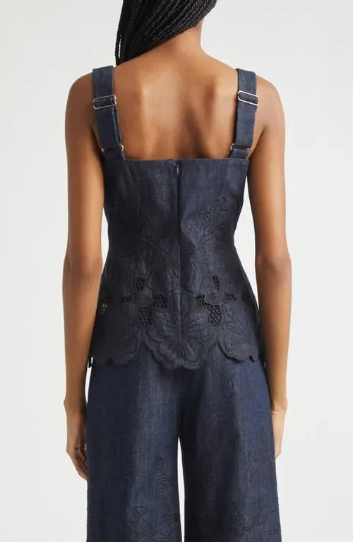Veronica Beard Mirielle Eyelet Chambray Top