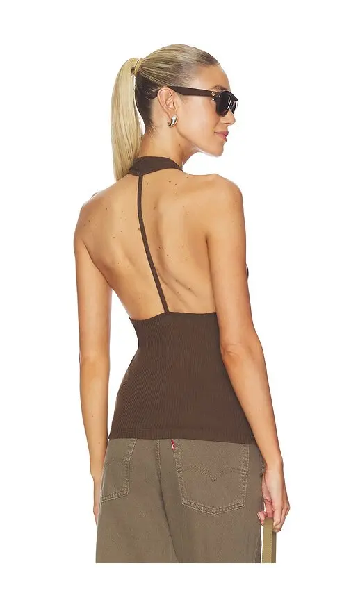 Helmut Lang Ribbed Halter Neck Tank Top - Brown