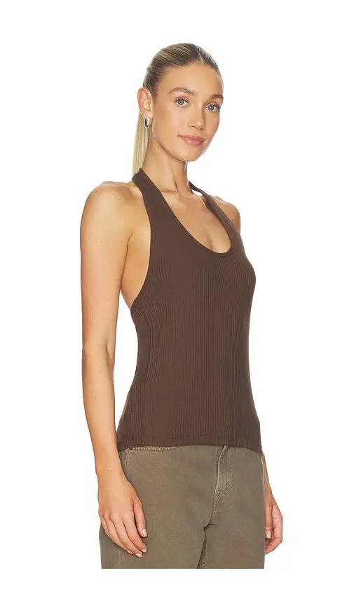 Helmut Lang Ribbed Halter Neck Tank Top - Brown