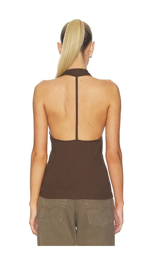 Helmut Lang Ribbed Halter Neck Tank Top - Brown