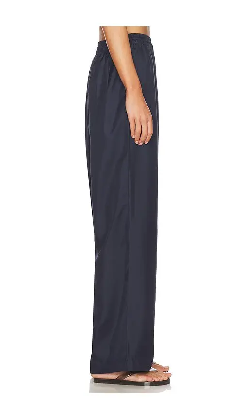 RÓHE Wide Leg Silk Trousers - Navy