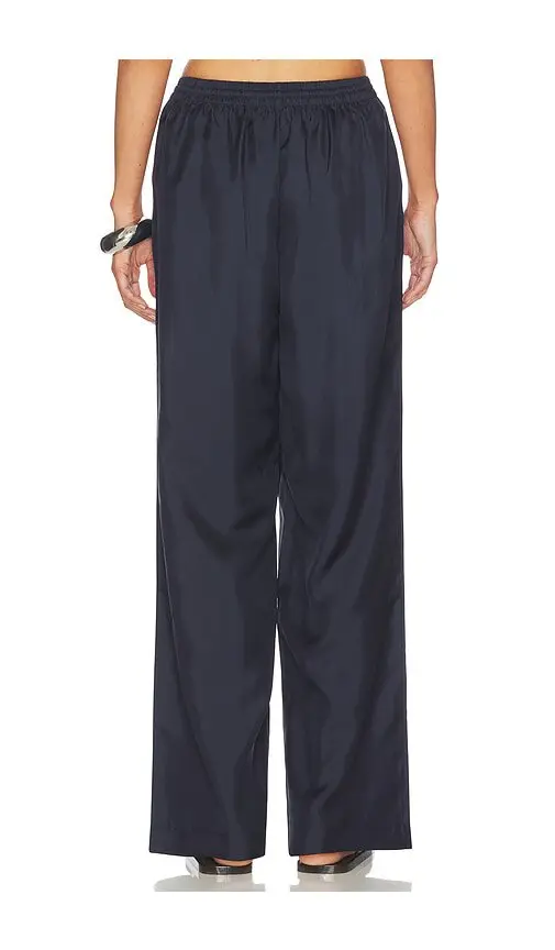 RÓHE Wide Leg Silk Trousers - Navy